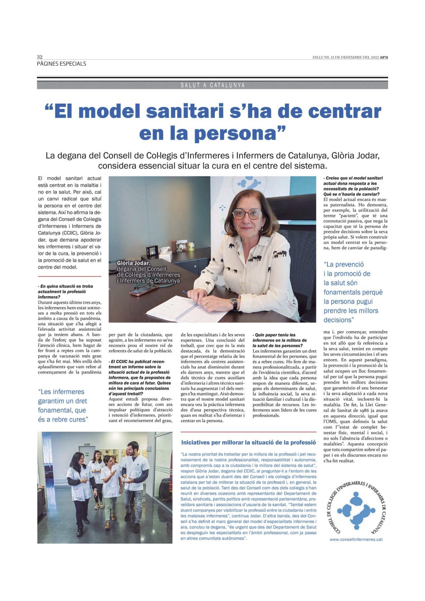 Entrevista a la degana Glòria Jodar, al Diari Ara - CODITA